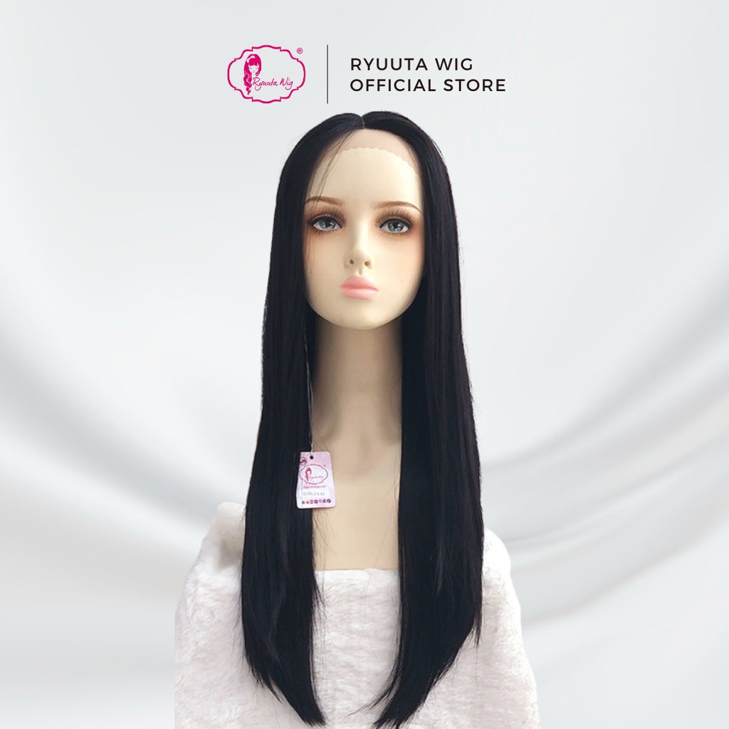 Hitam Ryuuta Wigs Lace Front Wigs Straight Smoothing Long Quinn Black ...