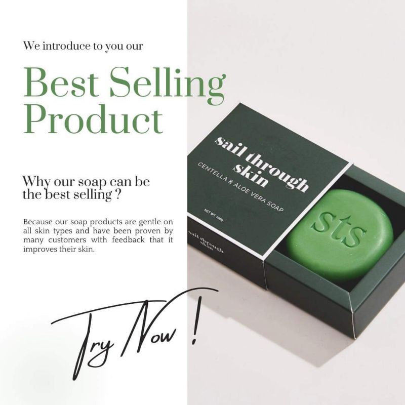สบู่ล้างหน้า sail through skin สูตรปราบสิว สีเขียว | Shopee Thailand