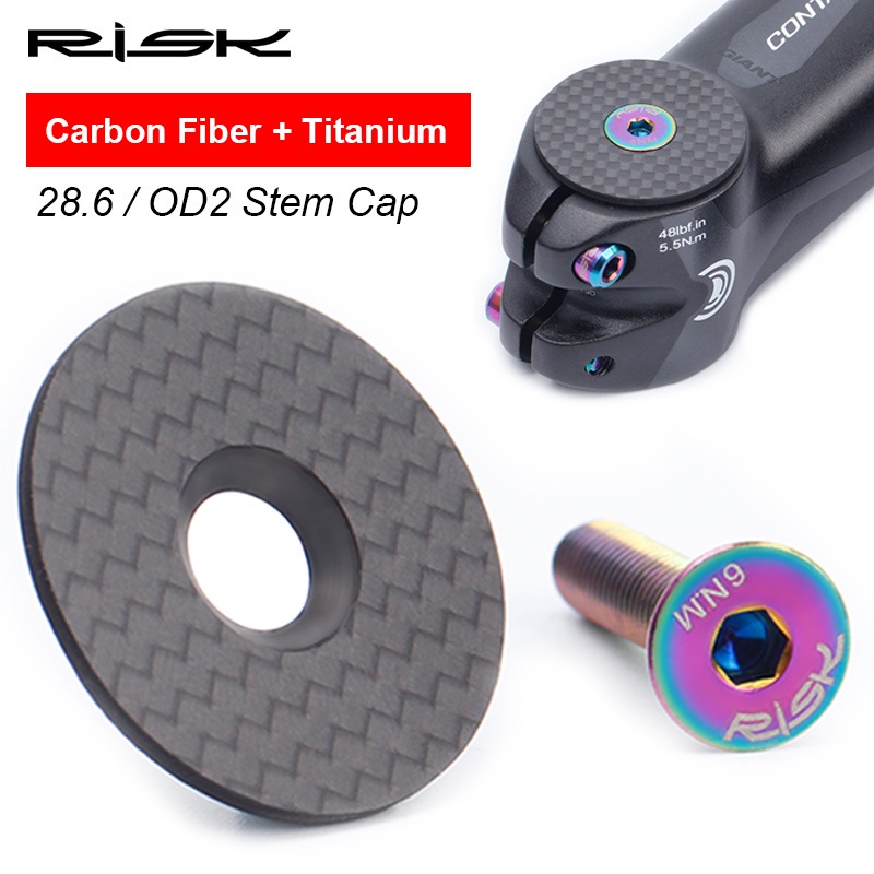 Risk Carbon Bicycle Stem Top Cap พร้อมหลอดพวงมาลัยสกรูหมวกส้อมฝาครอบหู ...