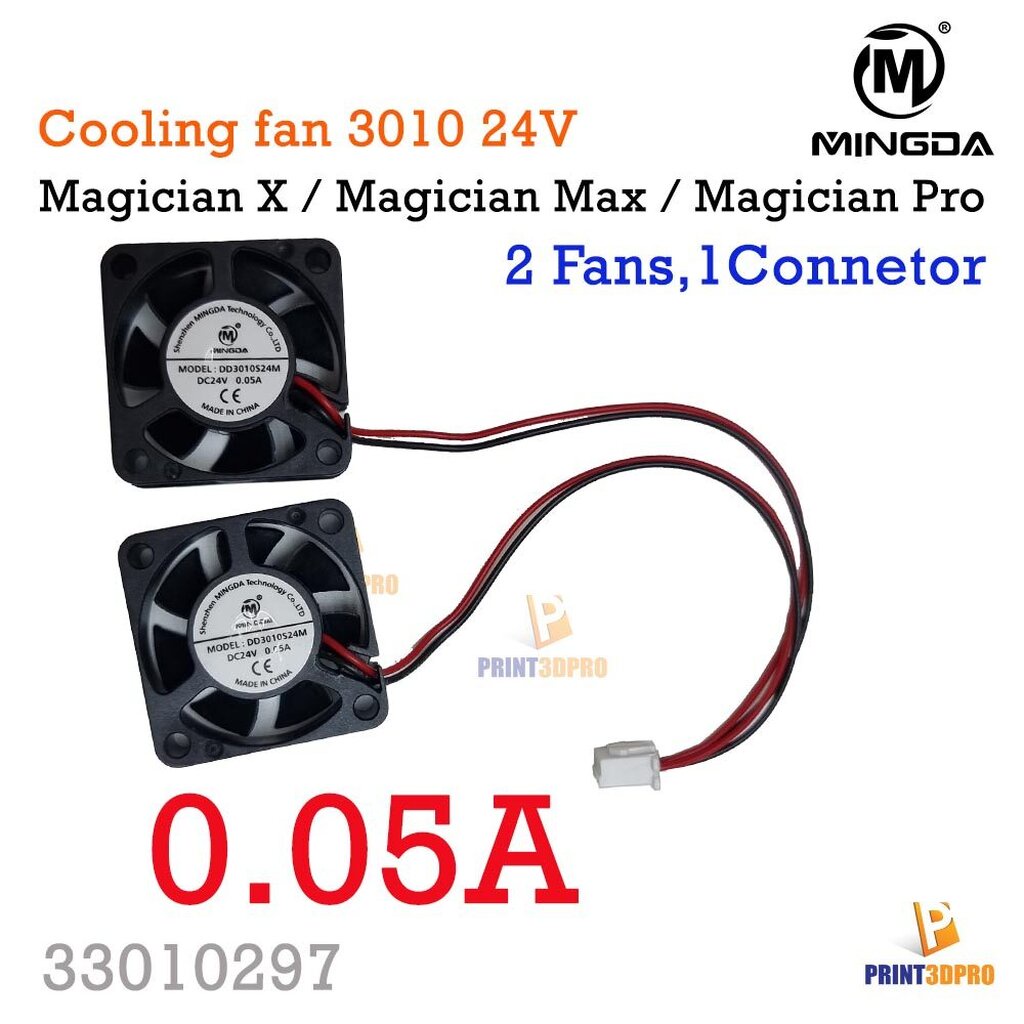 Magician Cooling Fan 3010 24v 2fans , 1connector XH2.54 2pin 24V 0.1A ...