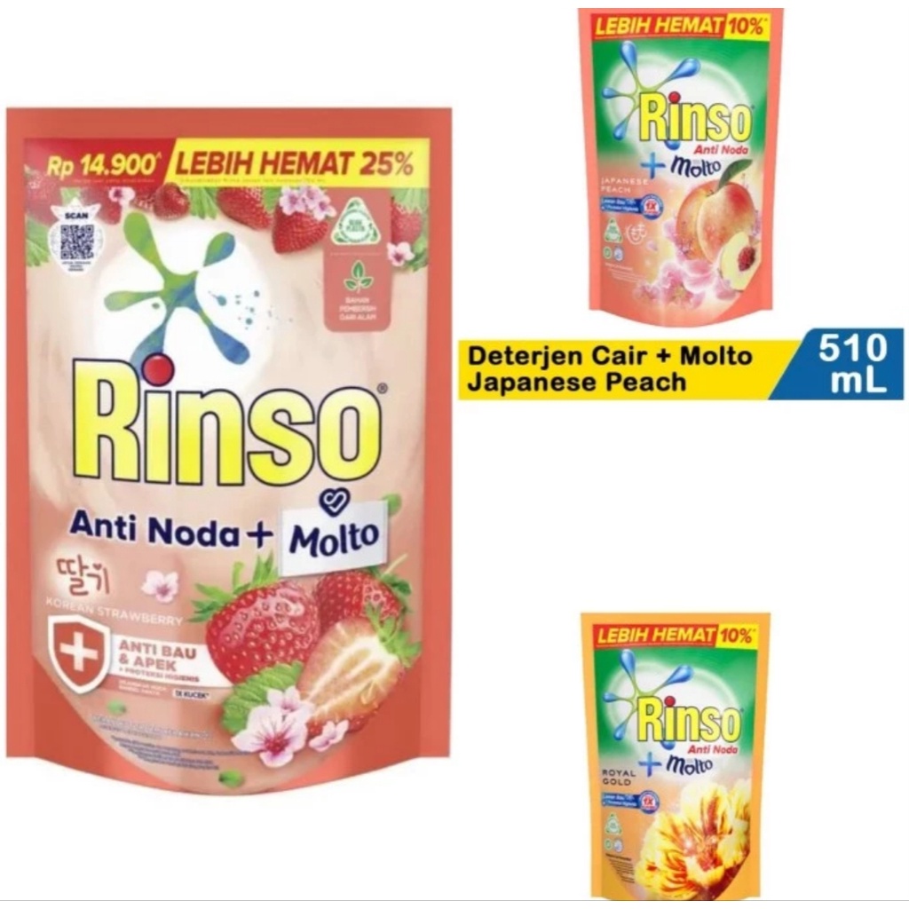 Rinso Liquid Detergent + Molto 510 มล. กลิ่นหอมติดทนนาน | Shopee Thailand
