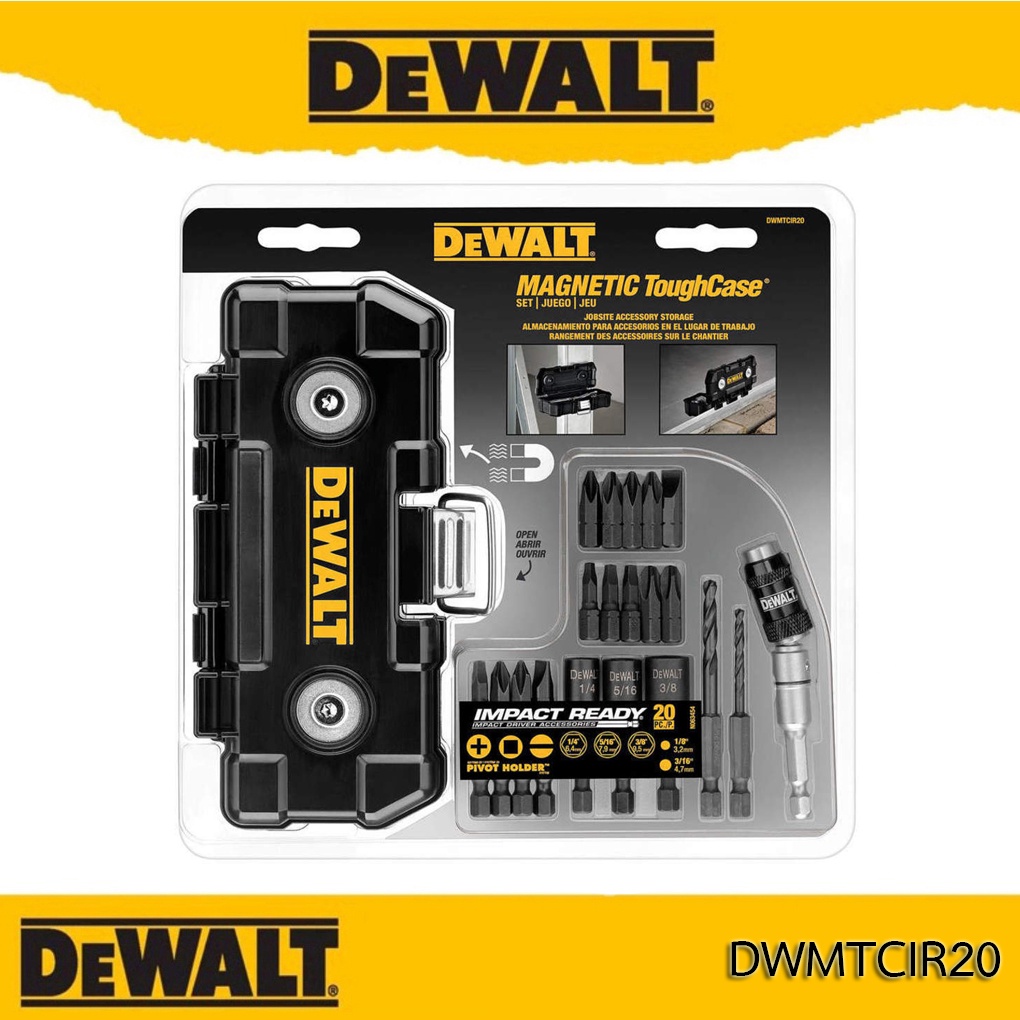 DEWALT กล่อง MAGNETIC ToughCase® พร้อมชุดดอกไขควง 20 ชิ้น รุ่น ...