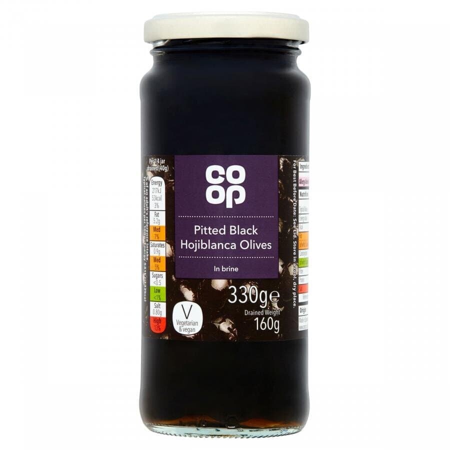 PITTED BLACK HOJIBLANCA OLIVES IN BRINE Co-Op 330 G | Shopee Thailand