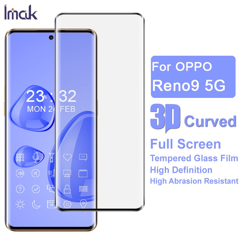 Original Imak Oppo Reno 9 Pro Plus 5G กระจกนิรภัย Reno9 5G 3D โค้งคลุม ...