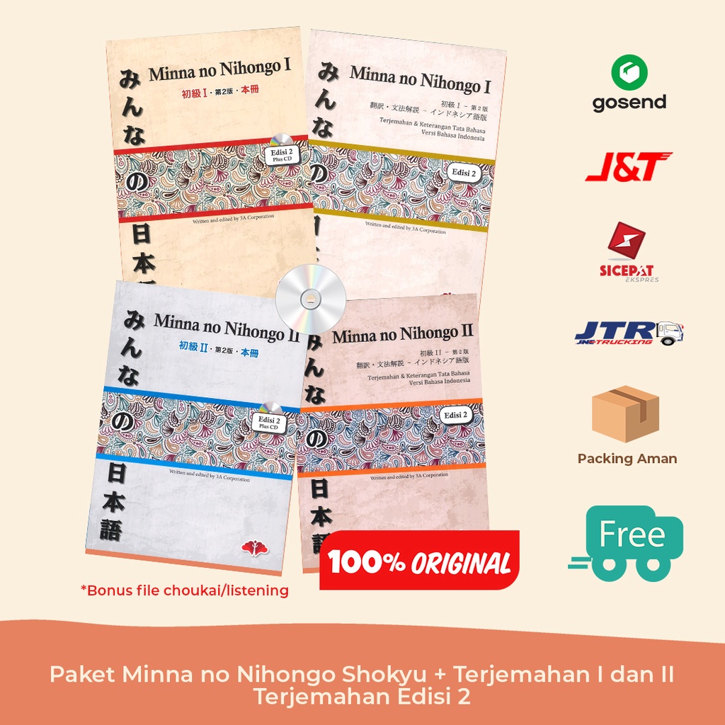 Minna No Nihongo PACKAGE I and II Edition 2 ORI + CD (4 BOOKS) | Shopee Thailand