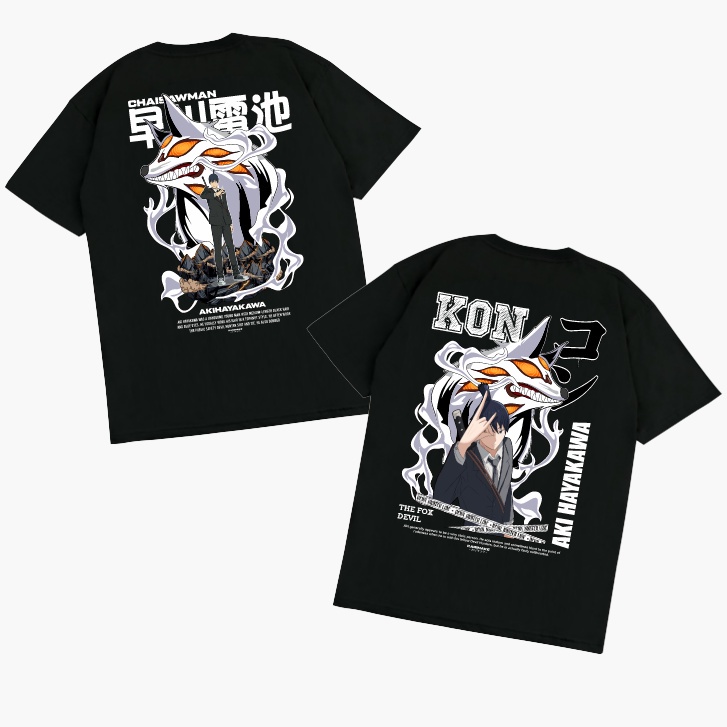 T-Shirtเสื้อยืด ทรงสามเหลี่ยม พิมพ์ลายอนิเมะ Chainsaw Man AKI HAYAKAWA ...