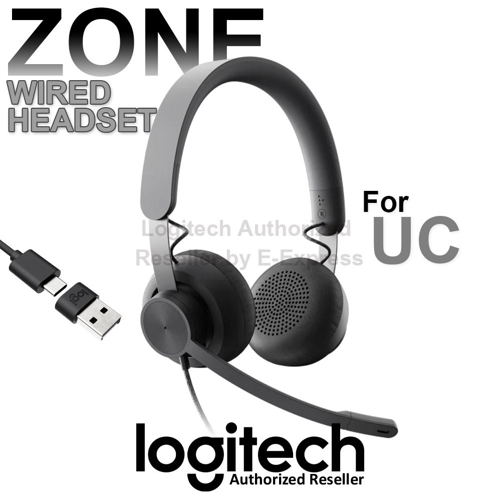 Logitech Zone Wired Headset For UC (Wired, USB-A,C) หูฟังมีสาย พร้อมไมโครโฟน ของแท้ ประกันศูนย์ ...