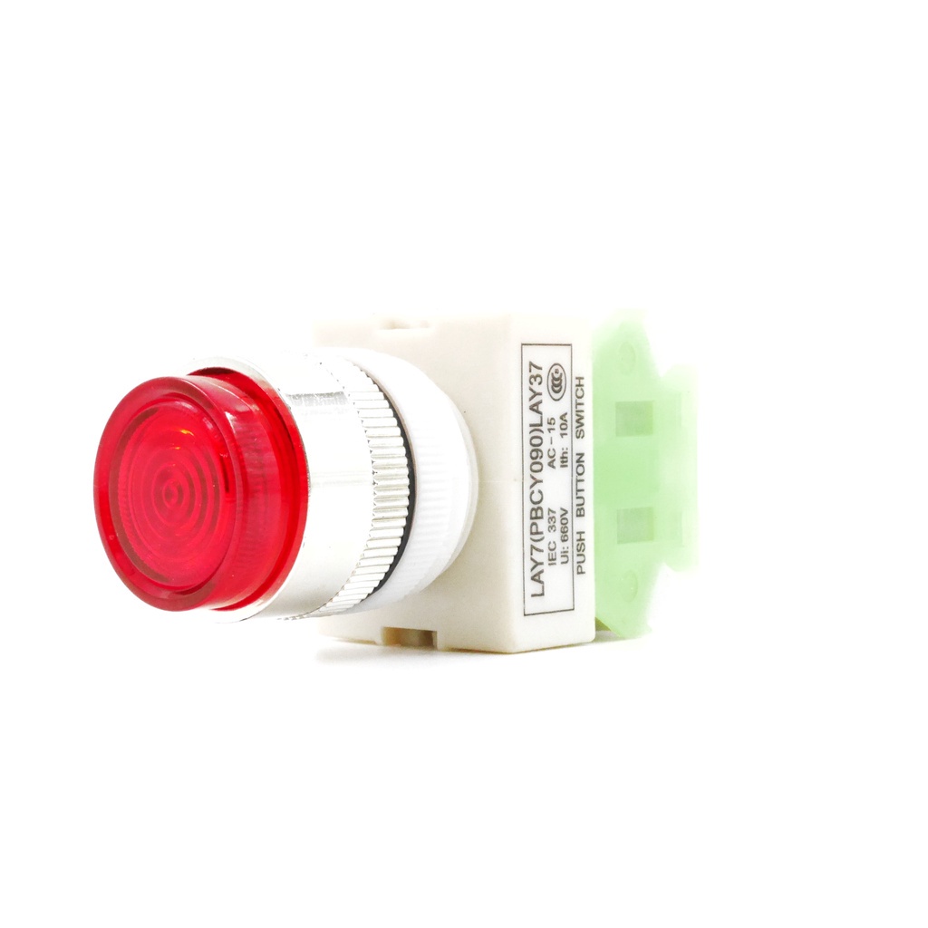 Y090-11DNZS สวิทซ์ปุ่มกด กดติด-กดดับ แบบล๊อค 1NO 1NC มีไฟ 220V ส่ง ...