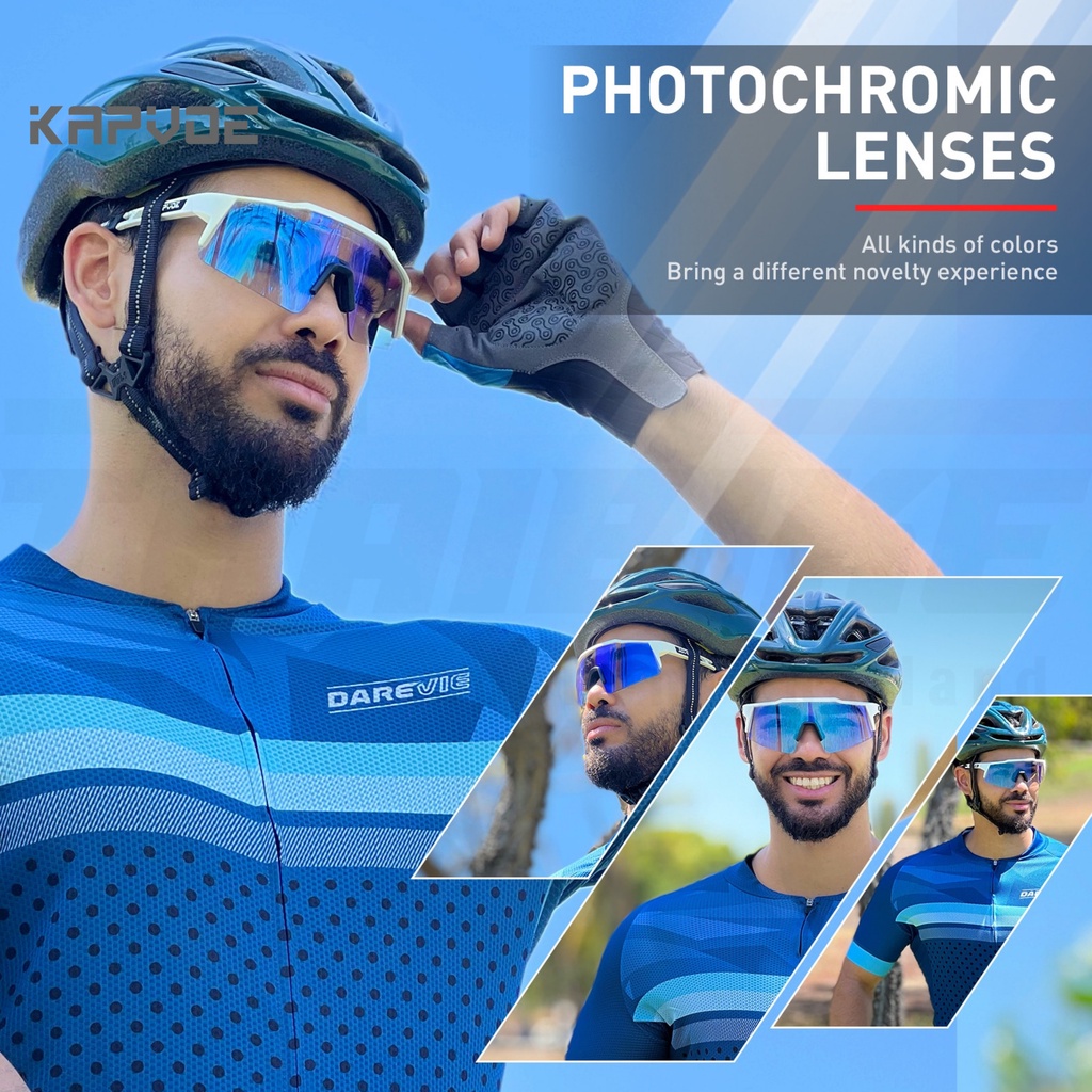 แว่นตาปั่นจักรยานแบบปรับแสงอัตโนมัติ KAPVOE Photochromic UV400 KE9023 ...