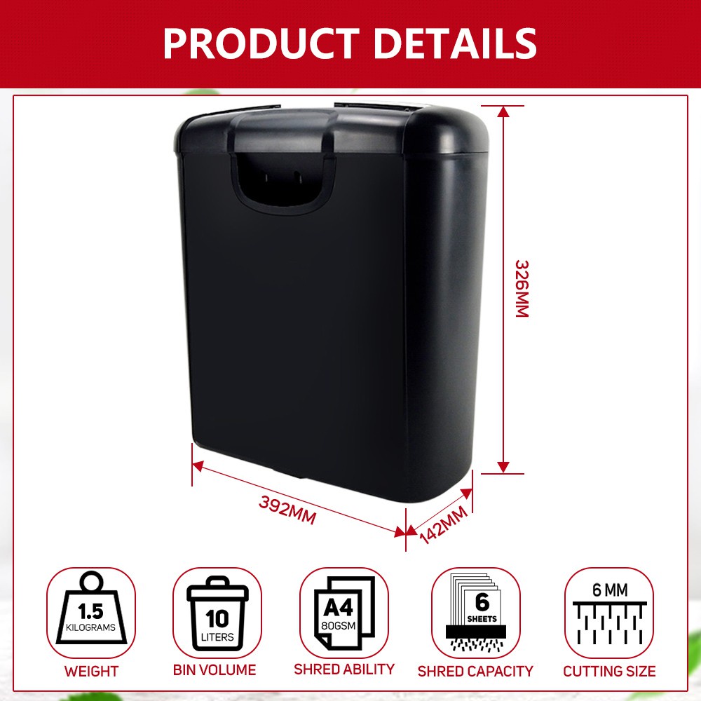 220VOLTS Paper Shredder Machine Black 10L (Strip Cut) | Shopee Thailand