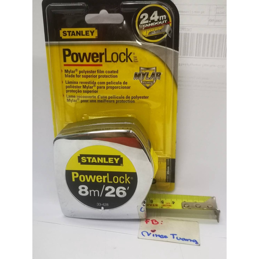 Stanley ตลับเมตร 8 เมตร / 26 ฟุต รุ่น 33-428 Powerlock | Shopee Thailand