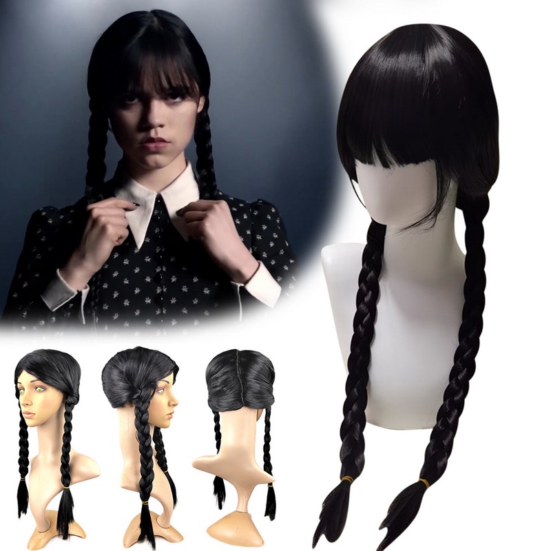 TV Wednesday Addams The Addams Family Hair Weaving Girl Wig Cosplay ...