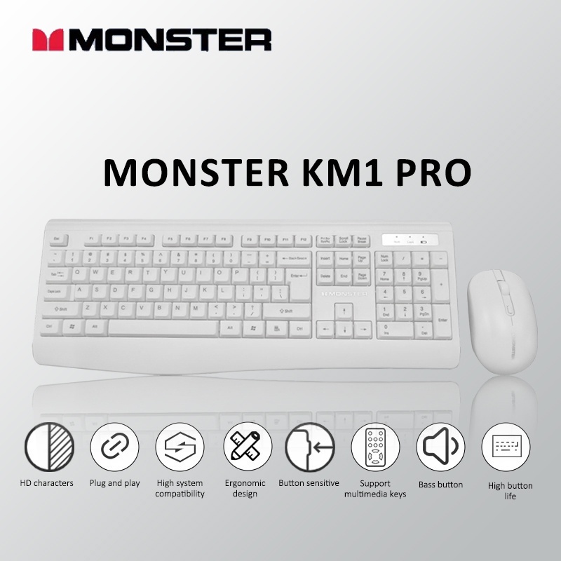 แป้นพิมพ์ไร้สาย MONSTER Keyboard+Mouse 2 โหมด Wireless/Bluetooth ชุด ...