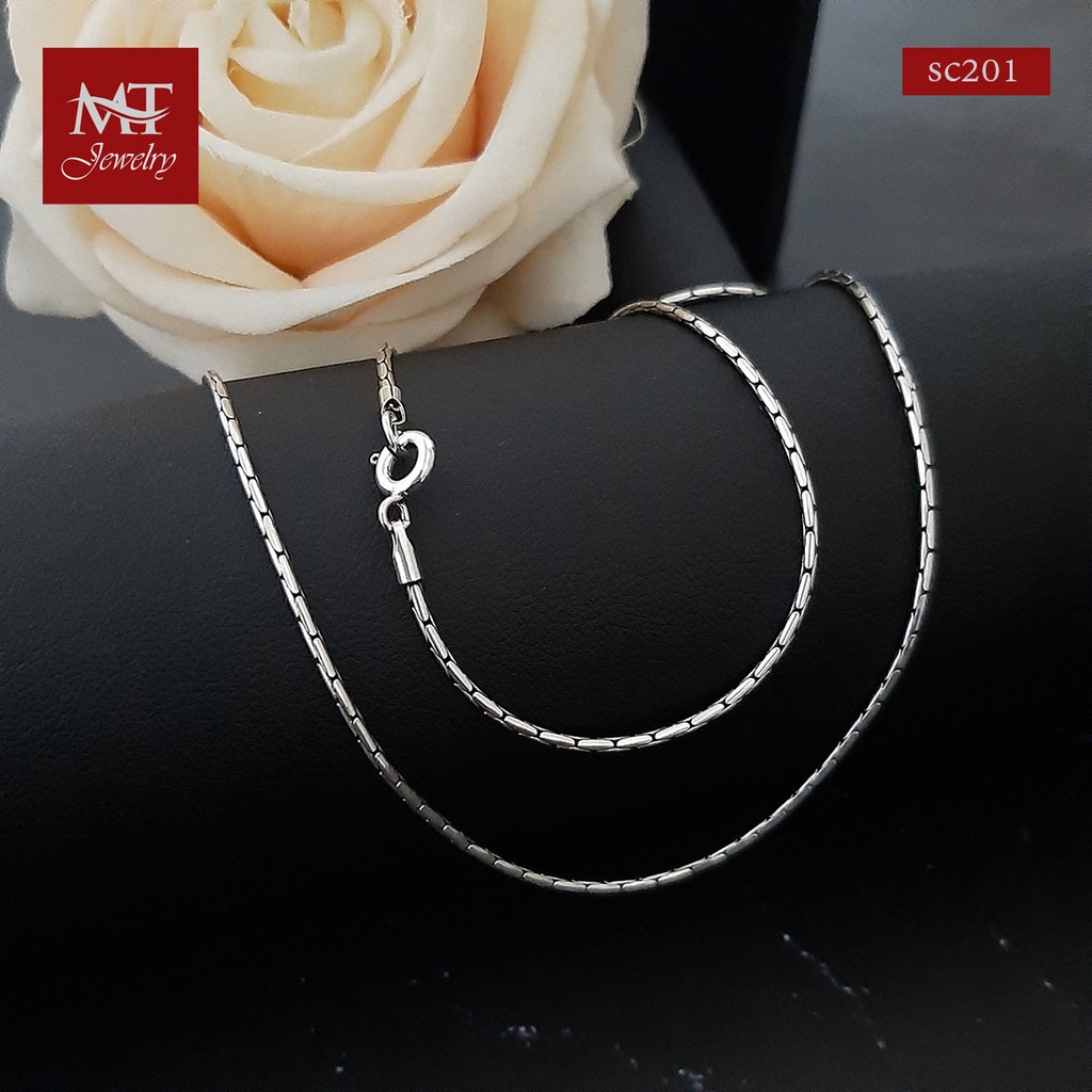MT สร้อยคอเงินแท้ ปล้องอ้อย งานรมดำ หนา 1.3 มม. ยาว 16 นิ้ว Silver Chain (sc201) MT Jewelry มณี ...