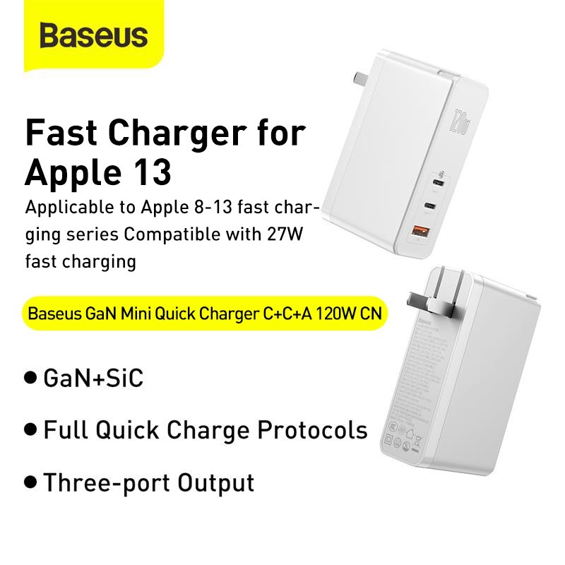【ราคาพิเศษ】！พร้อมส่ง ！Baseus ที่ชาร์จเร็ว 120W GaN2 2C+2U C4.0 3.0 PD3 ...