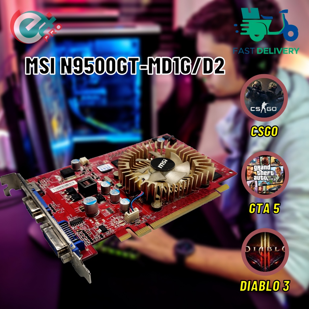 Msi N9500GT-MD1G/D2 1GB / PALLIT GeForce 9500 GT 512MB DDR2 128 บิต VGA กราฟิกการ์ด 9500GT 9500 ...