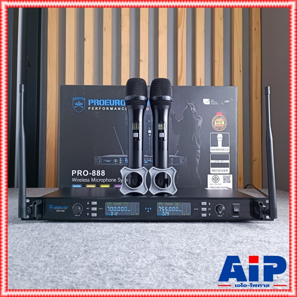 *ไม่มีกระเป๋า** PROEUROTECH PRO-888 ไมค์ลอยคู่ *ไม่มีกระเป๋า** ไมโครโฟนไร้สาย โปรยูโรเทค รุ่น ...