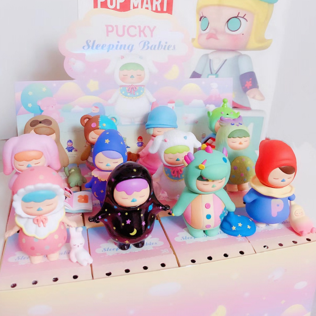 【ของแท้】POPMART Pucky Sleeping Babies ชุดกล่องสุ่ม ตุ๊กตาฟิกเกอร์ 12 ...