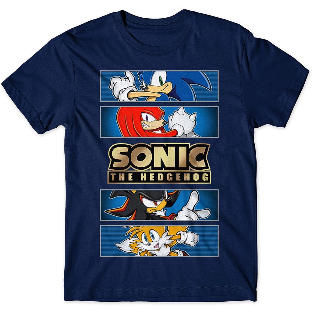 PRIA MARVEL Adult Clothes Sonic The Hedgehog Gold Foil Logo t-shirt for ...