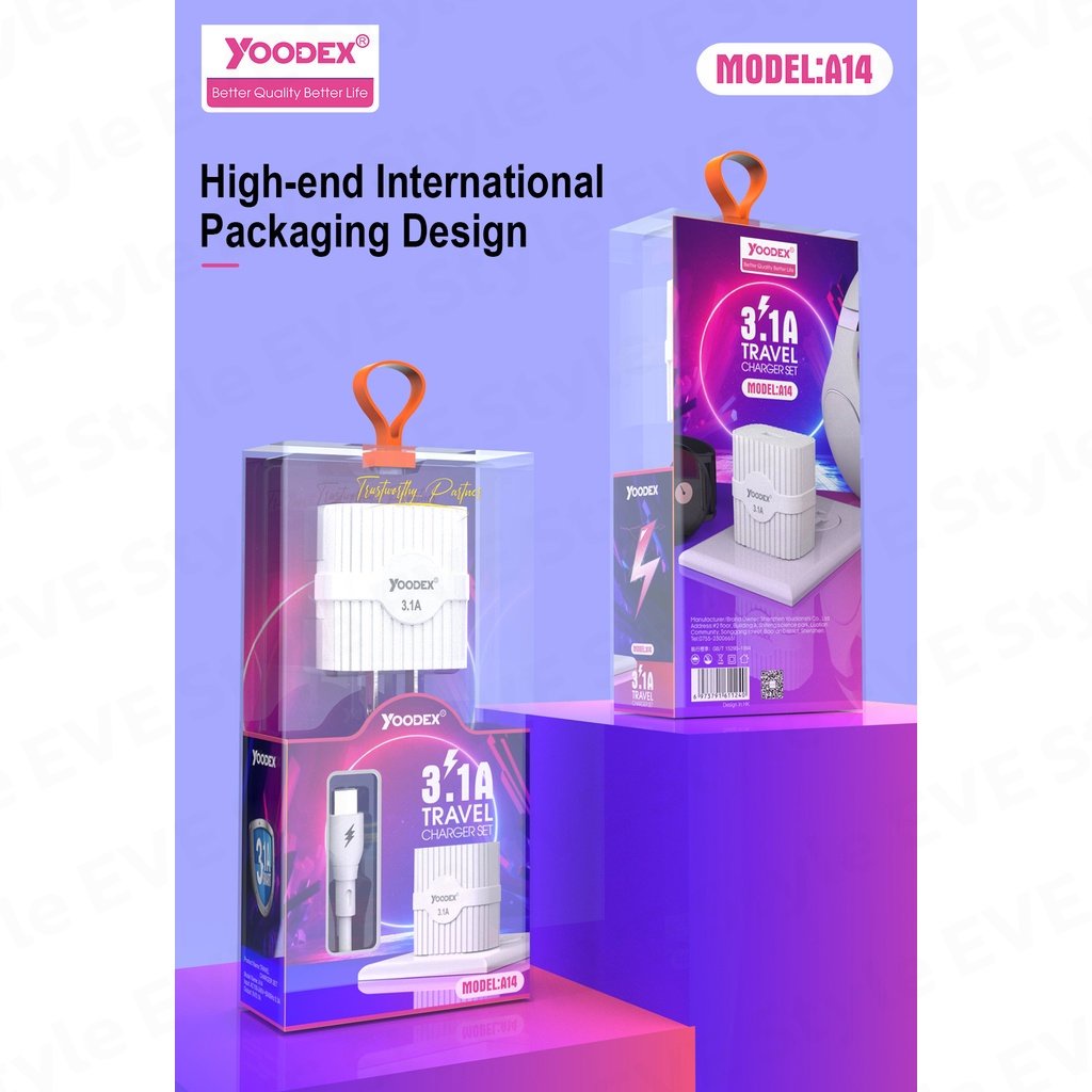 ัYOODEX A14 Model Smart Compatibility1USB 3.1A Fast Charger Set หัว ...