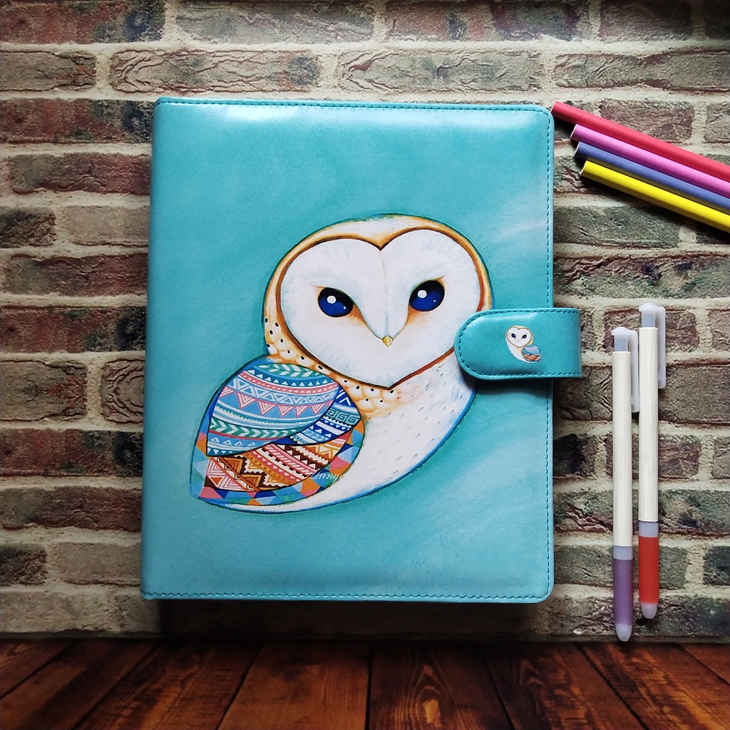Owl Motif Binder ขนาด A5 20ring และ B5 26ring หนังสังเคราะห์วัสดุ ...