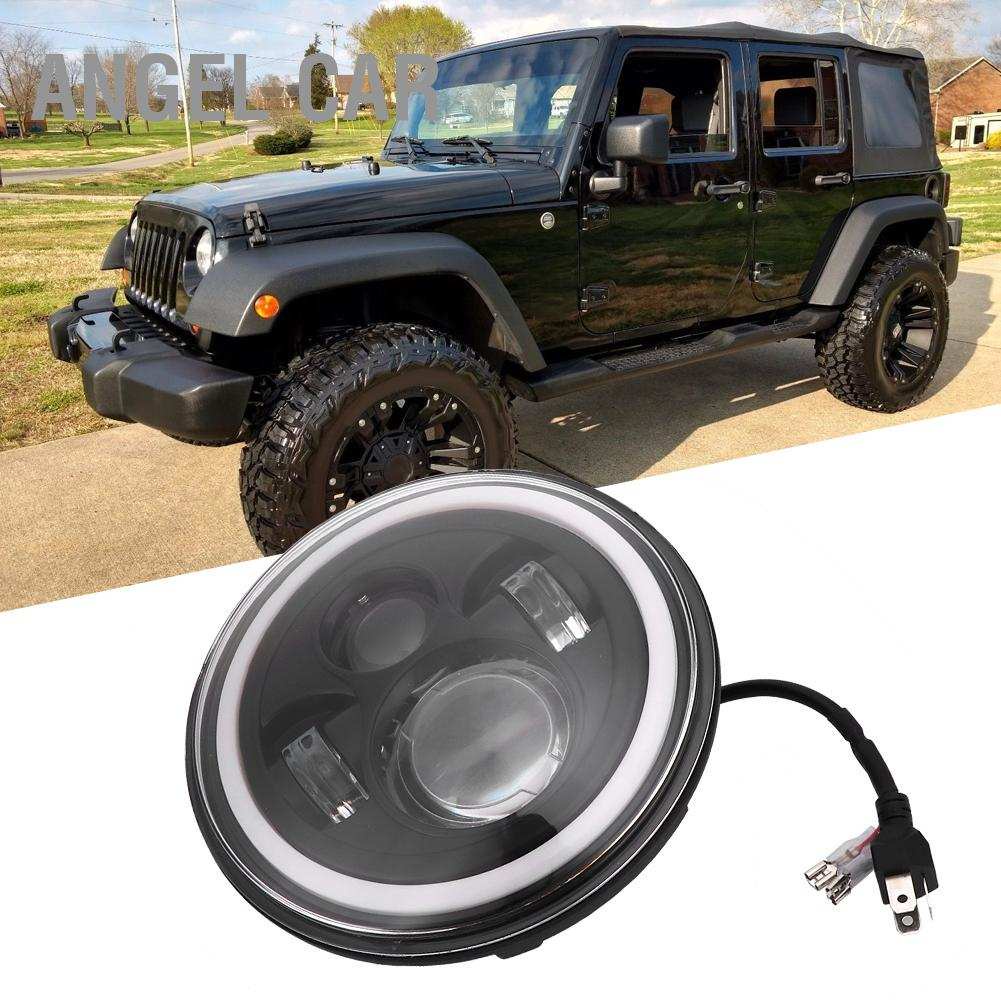 7inch Round LED Headlight Halo Angle Eyes Daytime Running Light Turn ...