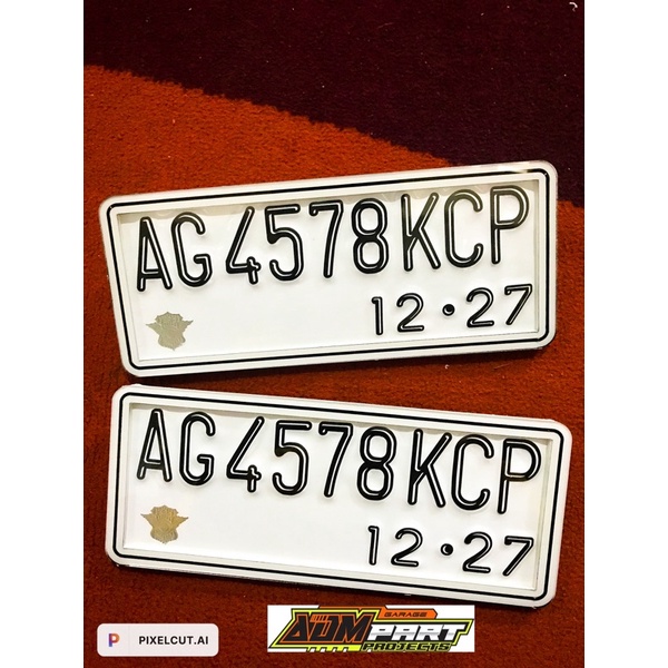 Putih สีขาว ACRYLIC MIKA MOTORCYCLE PLATE 3DIMENSION MOTIF (ฟรี seticer ...