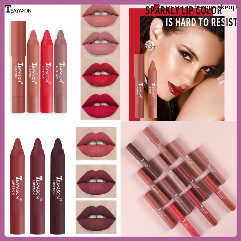 Teayason ลิปสติก เนื้อแมตต์ 1 ชุด 3 ชิ้น ลิปสติกลิปกลอสเนื้อ Matte ติด ...
