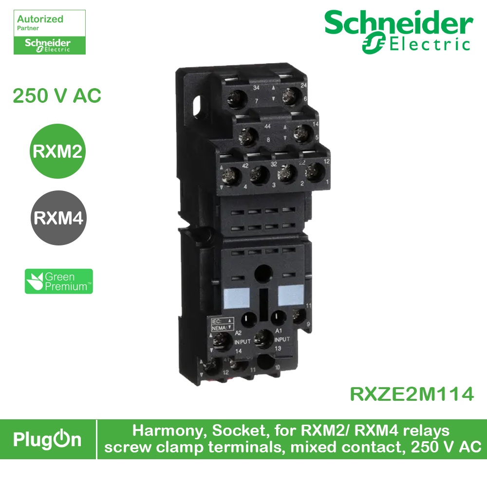Schneider RXZE2M114 ขาเสียบสำหรับรุ่น 4คอนแทคสำหรับรุ่น RXM Socket,mixed contact,relay type,25V ...