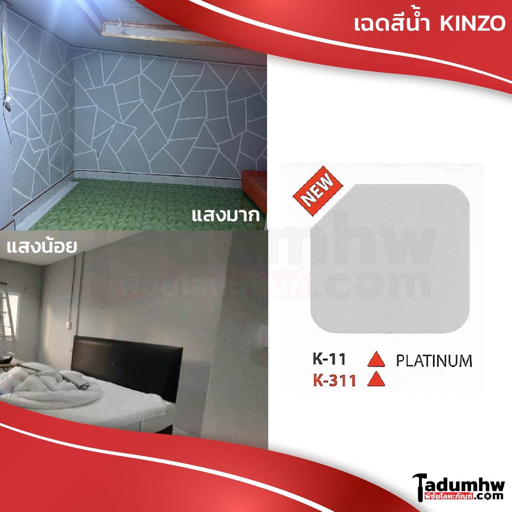 KINZO (18ลิตร) สีน้ำอะคริลิค สีทาบ้าน สีทาภายนอก สีทาภายใน ชนิดด้าน ขนาด 5 แกลลอน (23 กก. ...