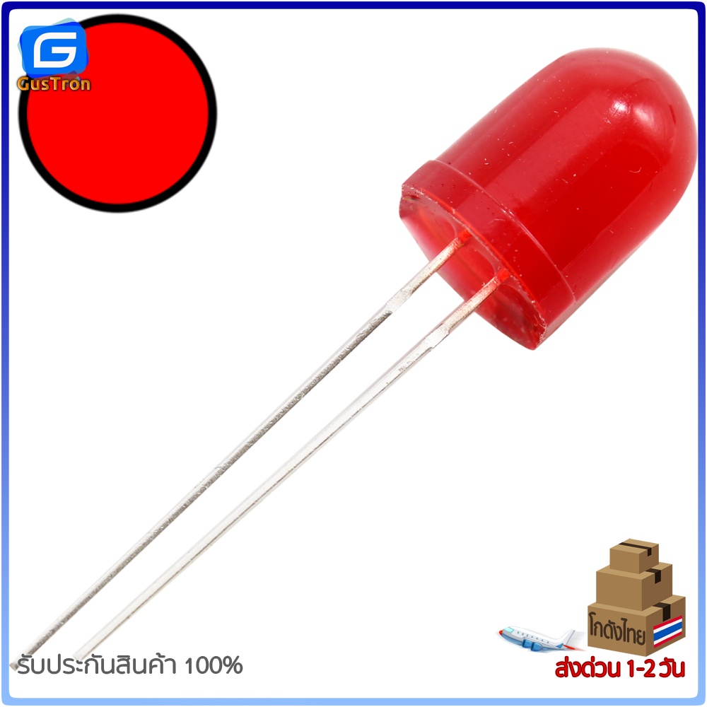 หลอดไฟ LED 10mm LED Diode Light สีแดง เขียว เหลือง น้ำเงิน ขาว ส้ม ...