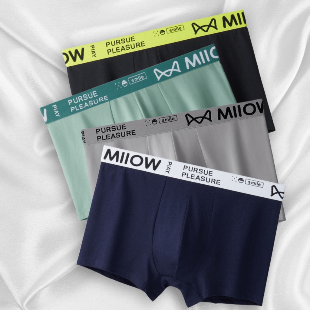 Miiow 🔥 กางเกงในผู้ชาย （กล่องบรรจุ4 ตัว） ต้านเเชื้อแบคทีเรีย Men's Underwear#368 | Shopee Thailand