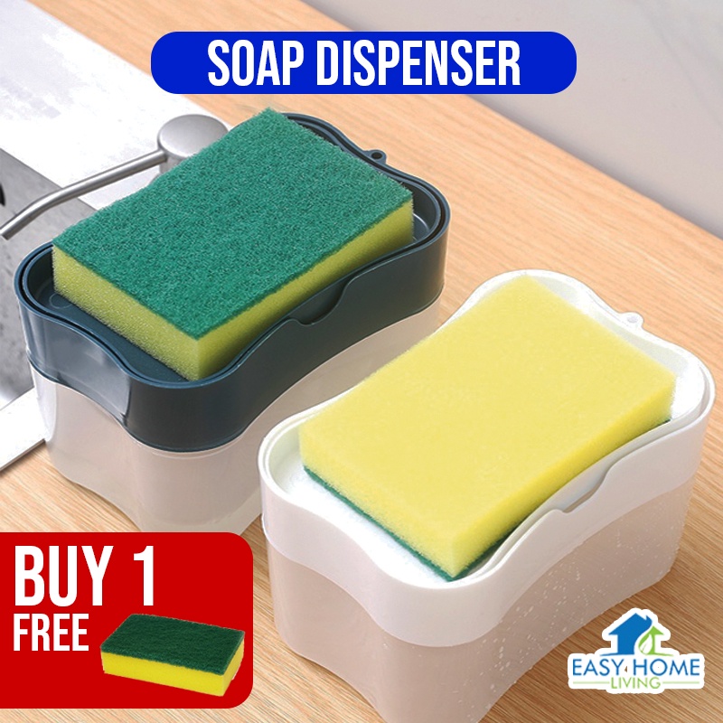 ฟรีฟองน้ํา 2IN1 Tempat Letak Sabun Basuh Pinggan เครื่องจ่ายสบู่ล้างจาน ...
