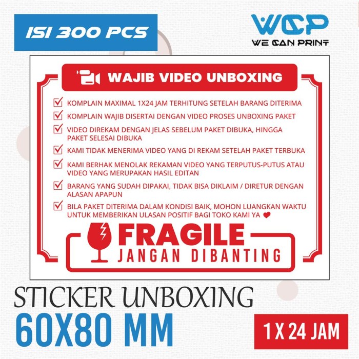 สติกเกอร์ฉลากวิดีโอ UNBOXING LABEL STICKER VIDEO UNBOXING - 70X50 MM3.1 ...