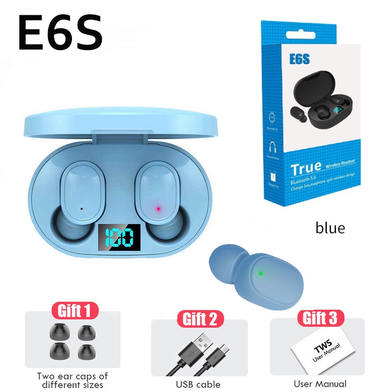 หูฟังไร้สาย E7S E6S TWS 5.0 หูฟังบลูทูธ ชุดหูฟังเสียง กีฬา พร้อมกล่อง | Shopee Thailand