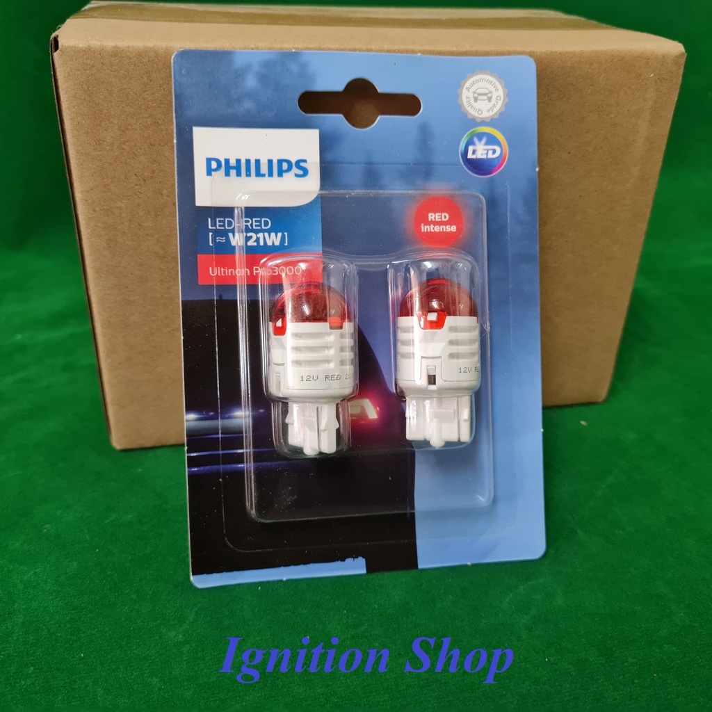 ไฟท้าย ไฟเบรค 1จุด LED Philips Ultinon Pro3000 SI W21W หลอดไฟสัญญาณสำหรับรถยนต์ 11065U30RB2 ...
