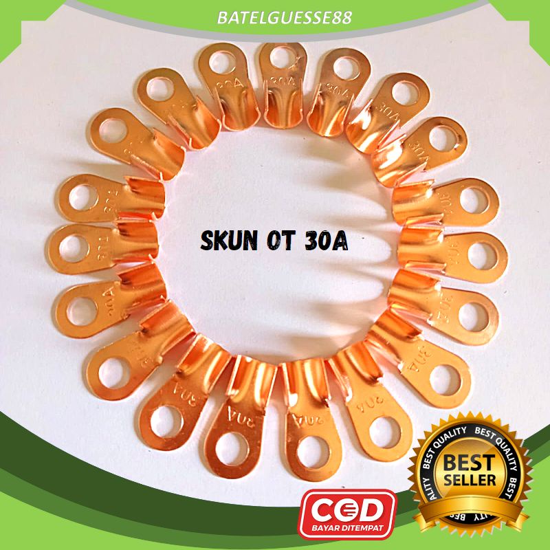 (B88) Scun Ring OT 30A Yellow Copper Skun OT Cable 8 Awg Skun NYAF 10mm ...