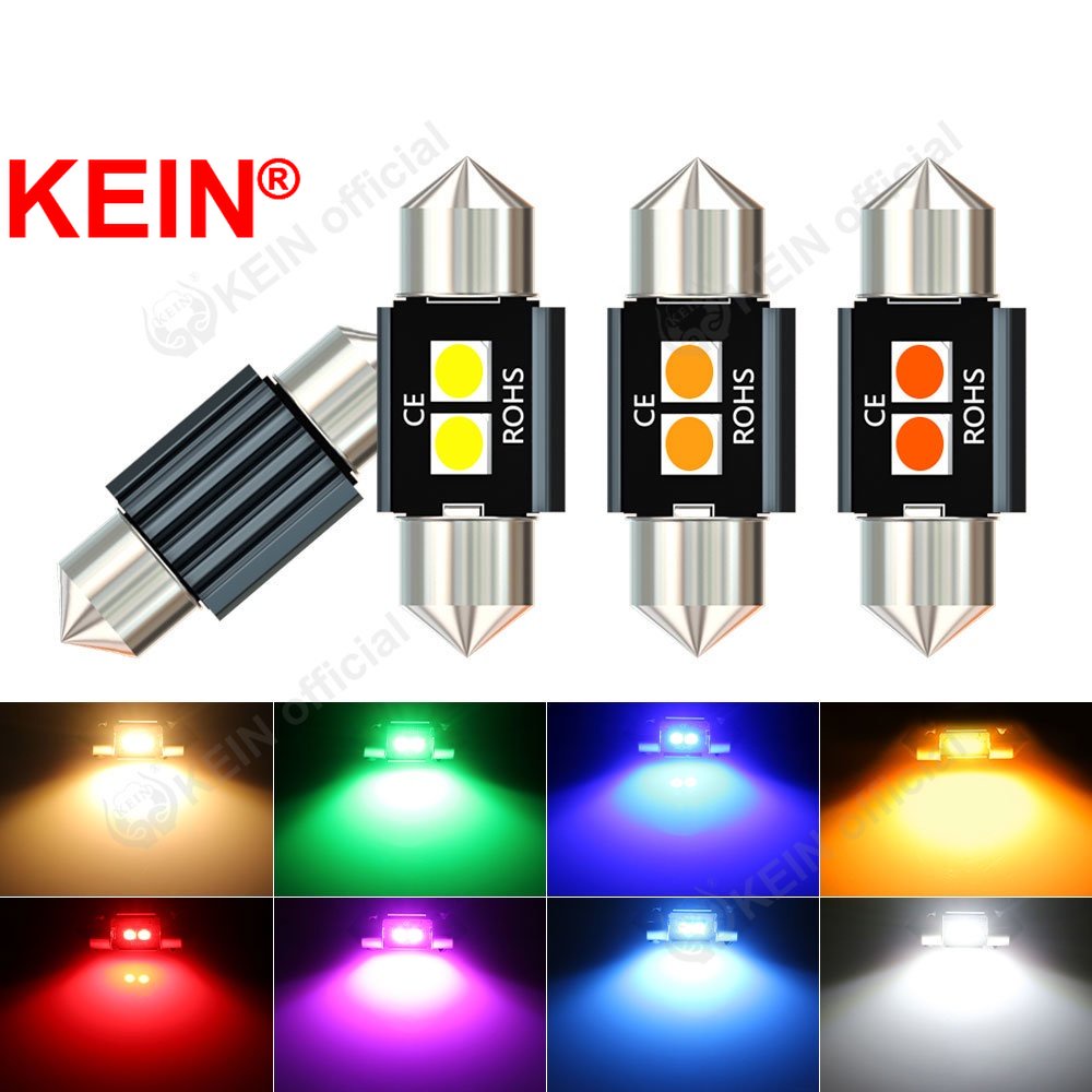 Kein 2PCS 8 สีไฮไลท์ 28 มม.Festoon หลอดไฟ Led Dome Light 2SMD 3030 C5W C10W C3W ภายในรถแผงโคมไฟ ...