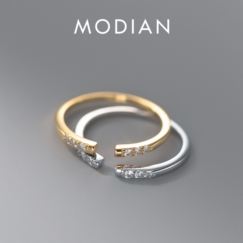 Modian แหวนเงินแท้ 925 สีทอง เรียบง่าย ปรับได้ วางซ้อนกันได้ ...