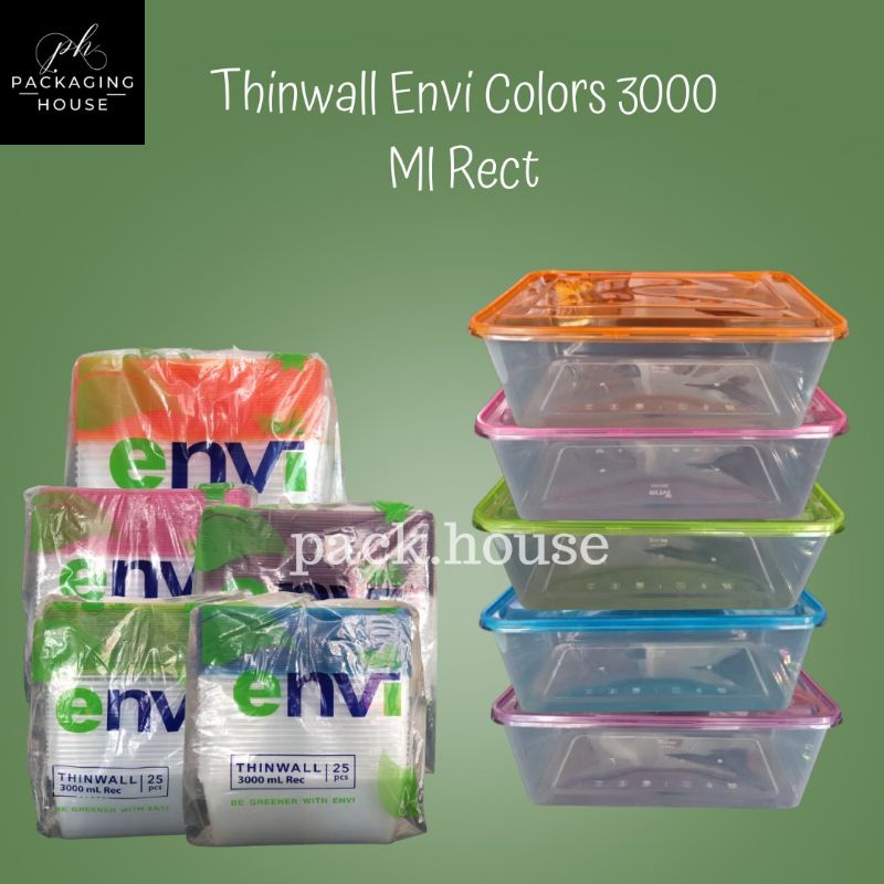 ใหม่!! Envi Clear Lid Color 3000ml Rect | กล่องข้าวเอนวี | กล่องพลาสติก ...