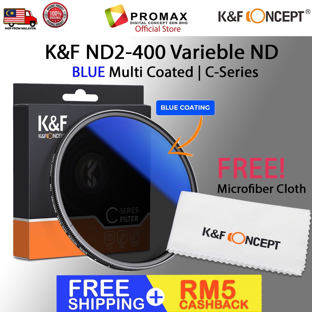 K&f Concept ND2-400 ฟิลเตอร์ ND Fader ND เคลือบสีฟ้า หลายชั้น VND 1-9 หยุด กระจกญี่ปุ่น | Shopee ...