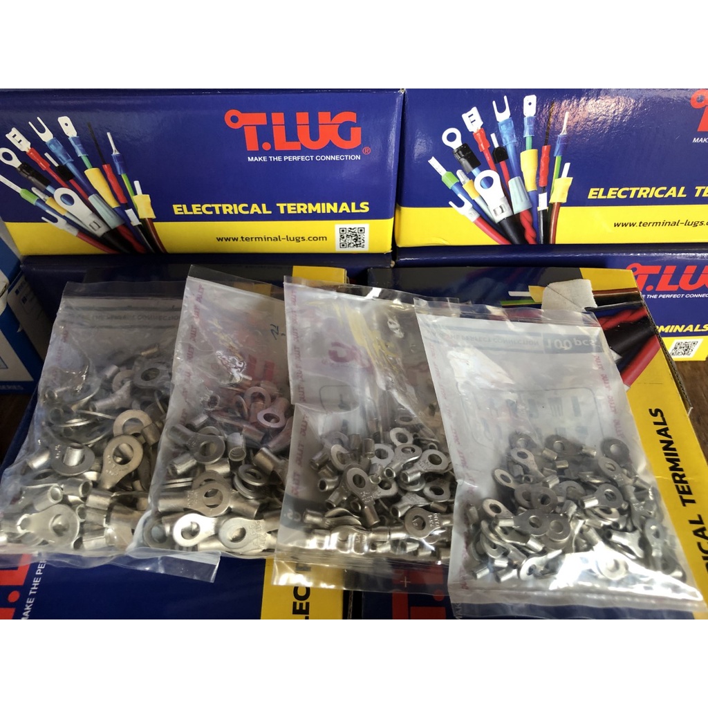 หางปลาหัวกลมเปลือย Ring Terminal เบอร์ 1.5, 2.5, 4, 6 ยี่ห้อ T-LUG 100ตัว ต่อ ถุง | Shopee Thailand