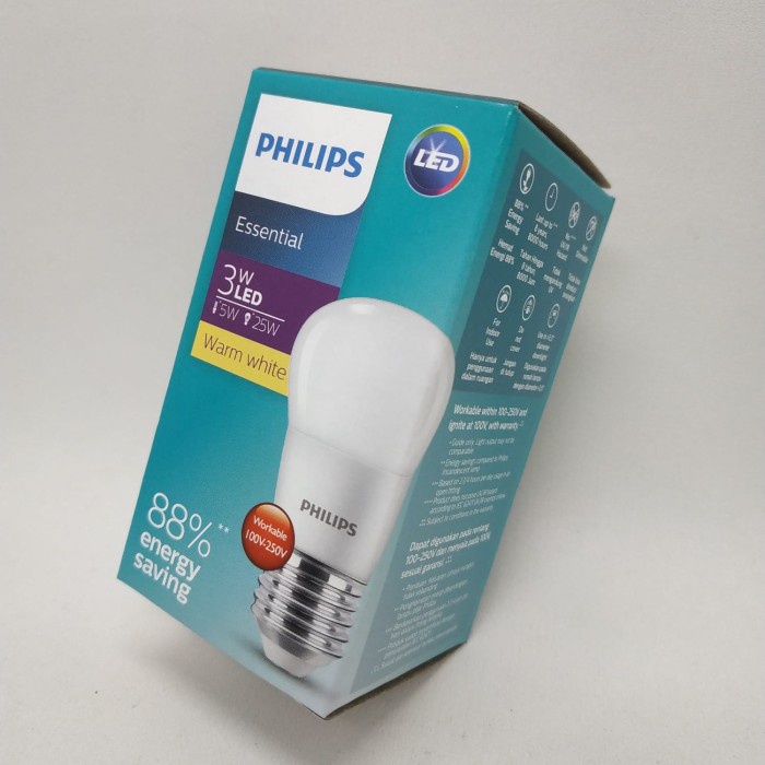 Philips หลอดไฟ LED 3W E27 P45 ประหยัดพลังงาน | Shopee Thailand