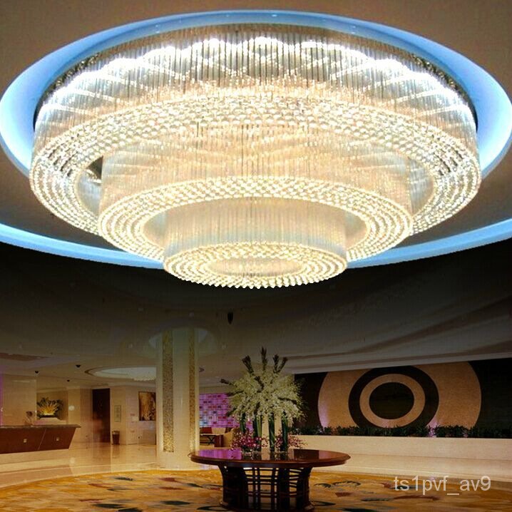 round Crystal Lamp Grand Banquet Hall Hotel Lobby Lamp Villa Living ...