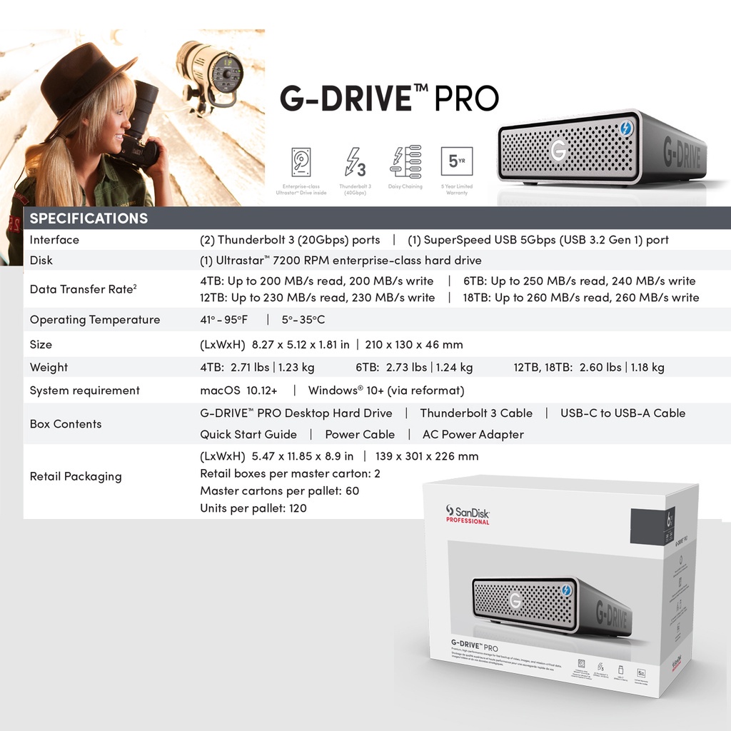 SanDisk Professional G-DRIVE PRO 4TB ,6TB, 12TB ,18TB ,Thunderbolt 3 ...