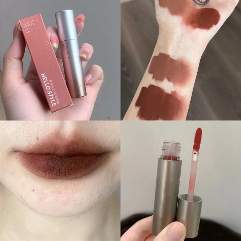 Hello STYLE ลิปกลอส เนื้อแมตต์ กํามะหยี่ เคลือบริมฝีปาก นุ่ม กันน้ํา ...
