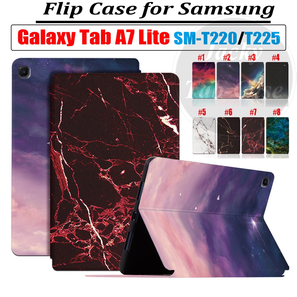 เคสแท็บเล็ตหนัง PU ฝาพับ กันเหงื่อ ลายหินอ่อน ท้องฟ้า พร้อมขาตั้ง ...