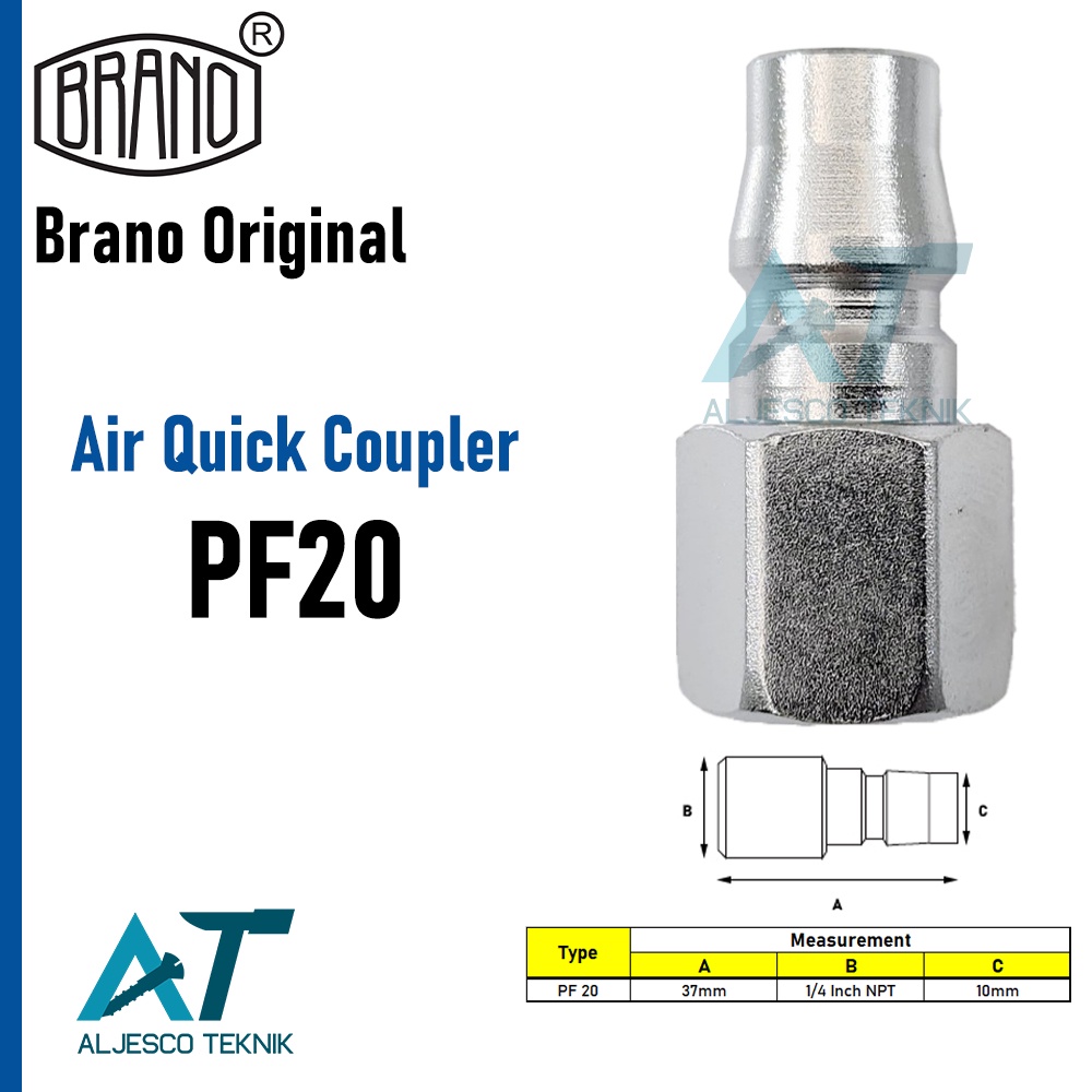 BRANO PF20 PF QUICK COUPLER AIR 1/4 INCH PLUG ข้อมูลภายใน | Shopee Thailand