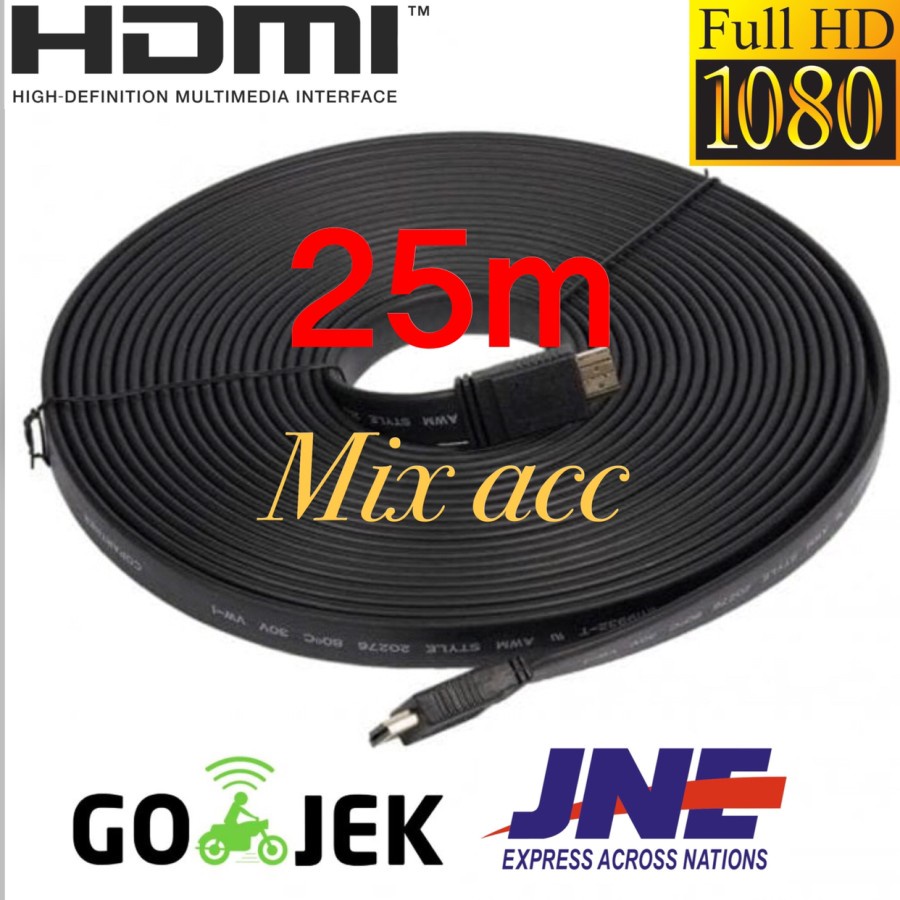 สาย HDMI เป็น HDMI 25M FLAT VERSION 1.4 3D 1080P 25 ม. ชายกับชาย HDMI ...