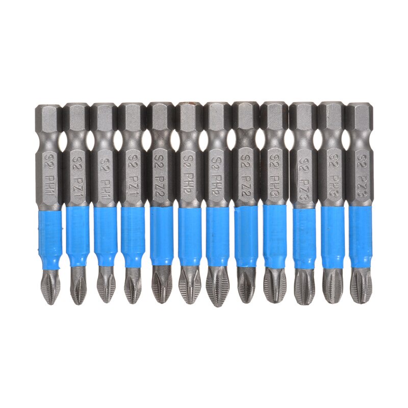 is8 12Pcs แม่เหล็กลื่นไขควงบิตชุด PH1 PH2 PH3 PZ1 PZ2 PZ3 สว่านกระแทกไขควงซ่อมมือเครื่องมือ xlj ...